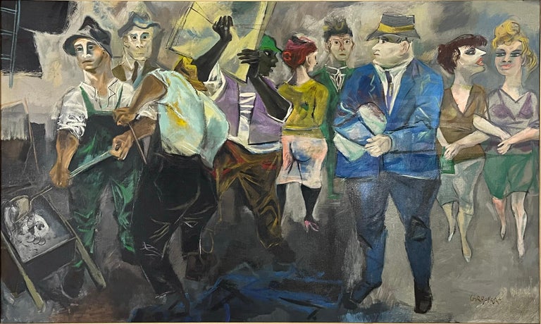 William Gropper - Street Scene NYC Urban Mid 20th Century American WPA ...