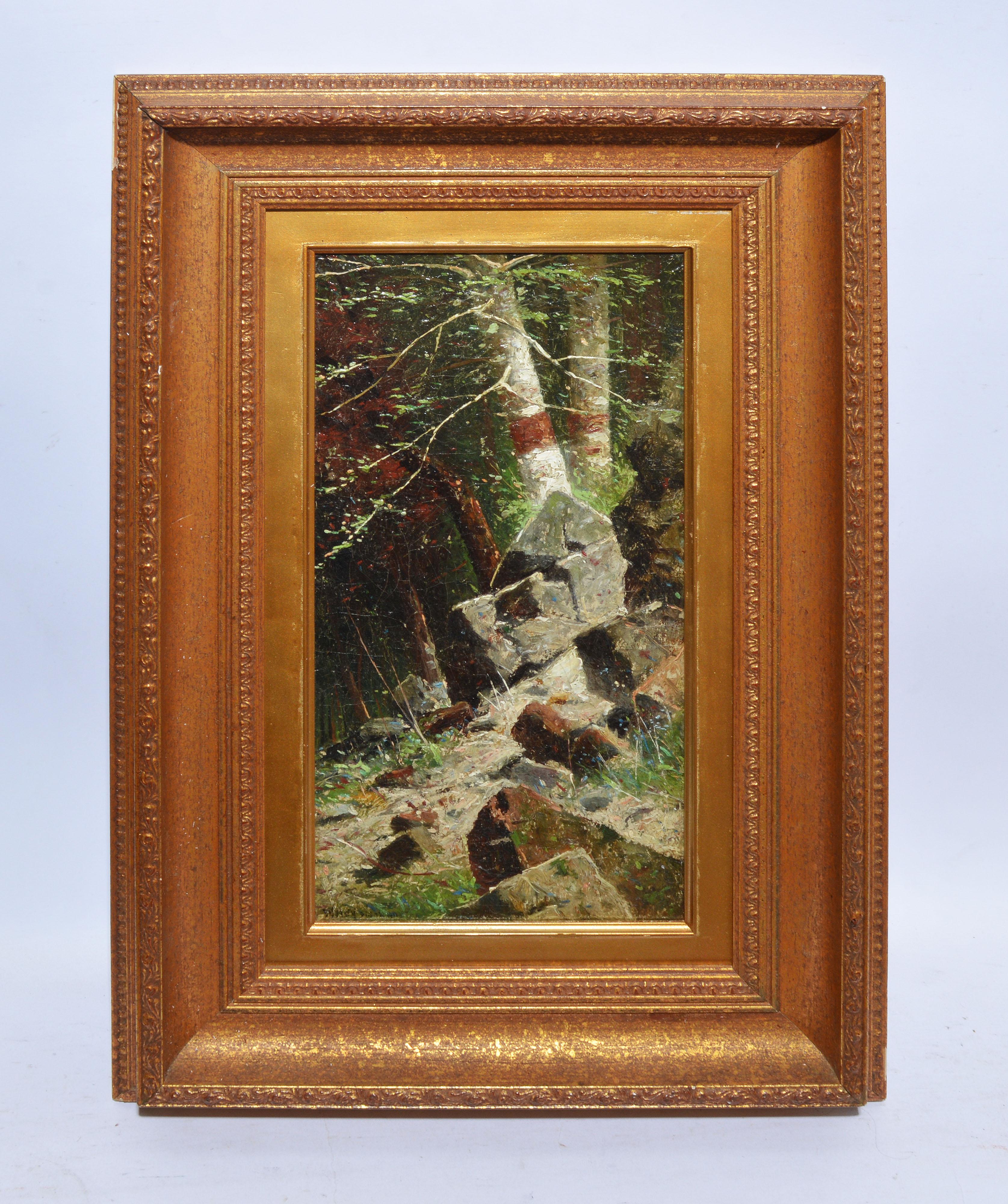 William H. Weisman - Antique Hudson River School Forest Interior Oil ...