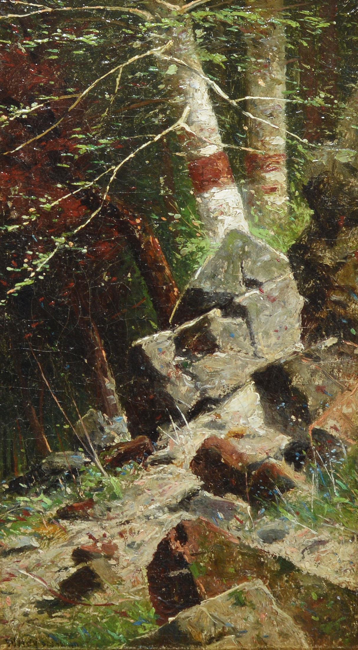 William H. Weisman - Antique Hudson River School Forest Interior Oil ...