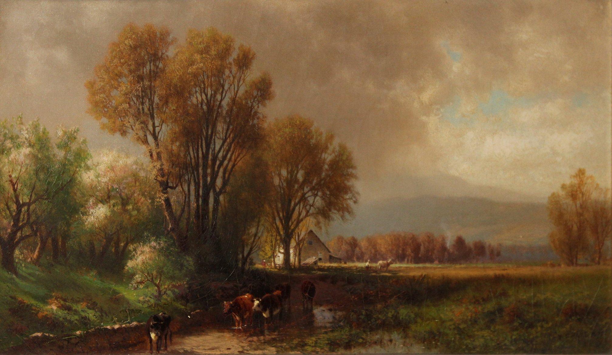 William Hart - Hudson River School 1850's American Landscape with a ...