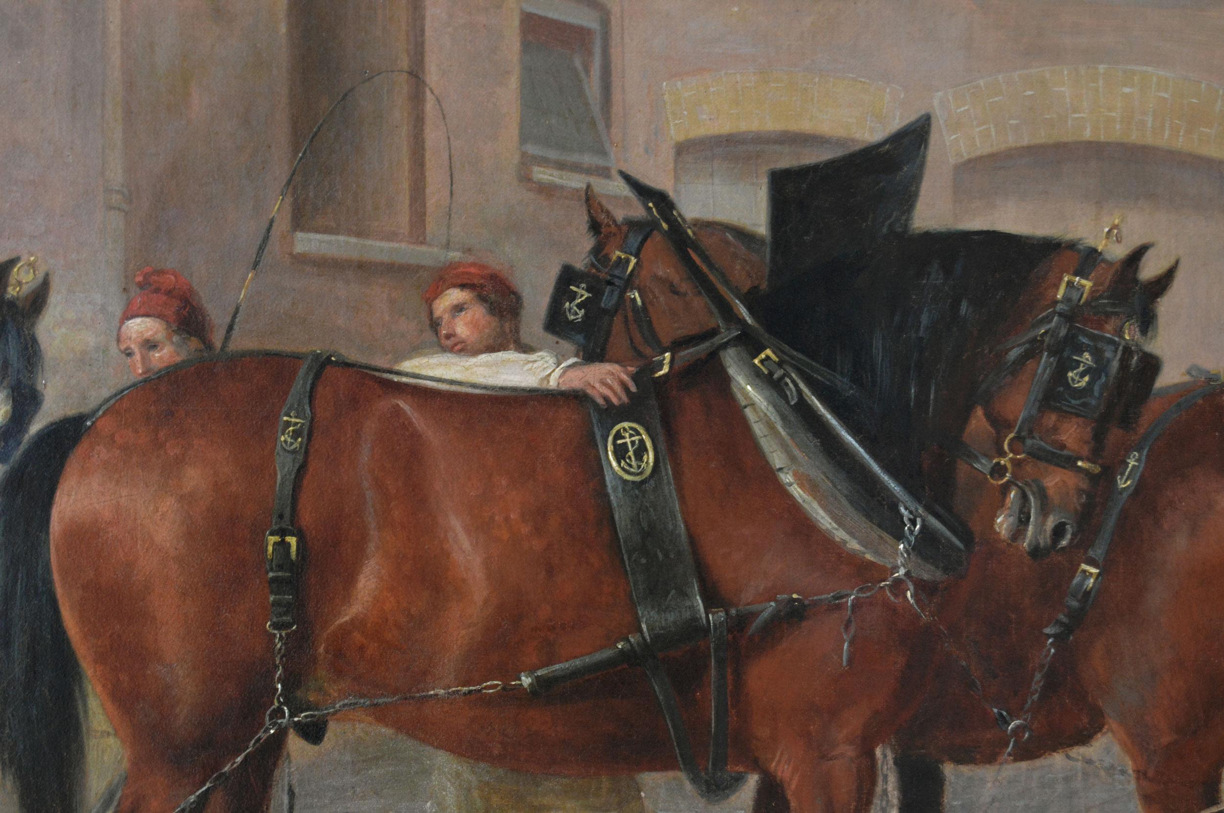 William Henry Davis - 19th Century oil painting of a dray cart and ...