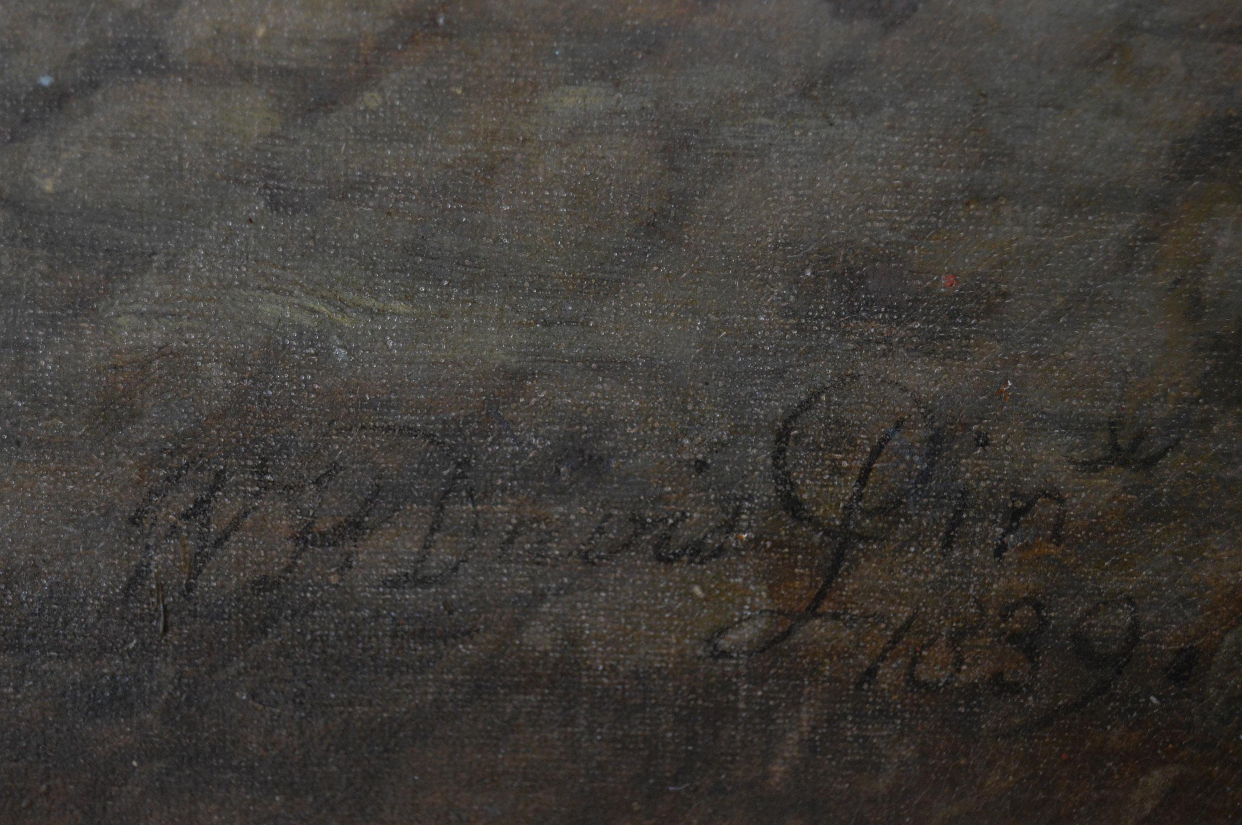 William Henry Davis - 19th Century oil painting of a dray cart and ...