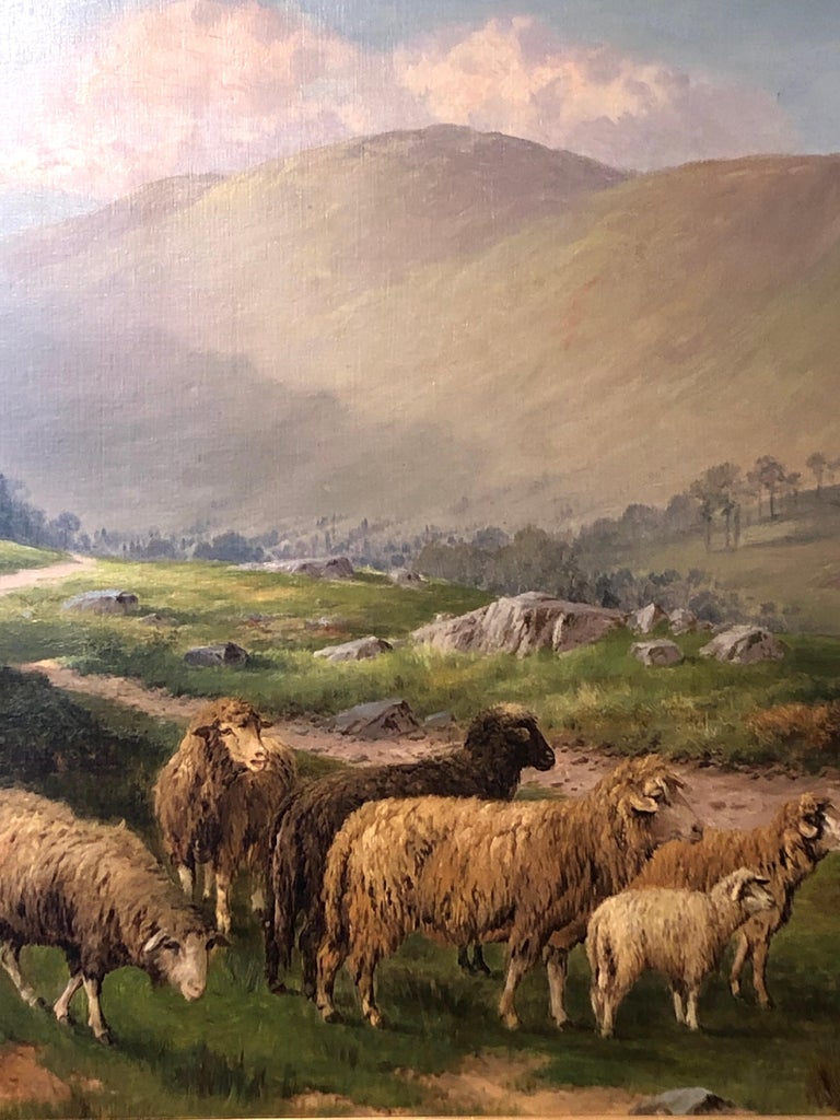 William Henry Mander - Oil Painting Landscape with Sheep. at 1stDibs