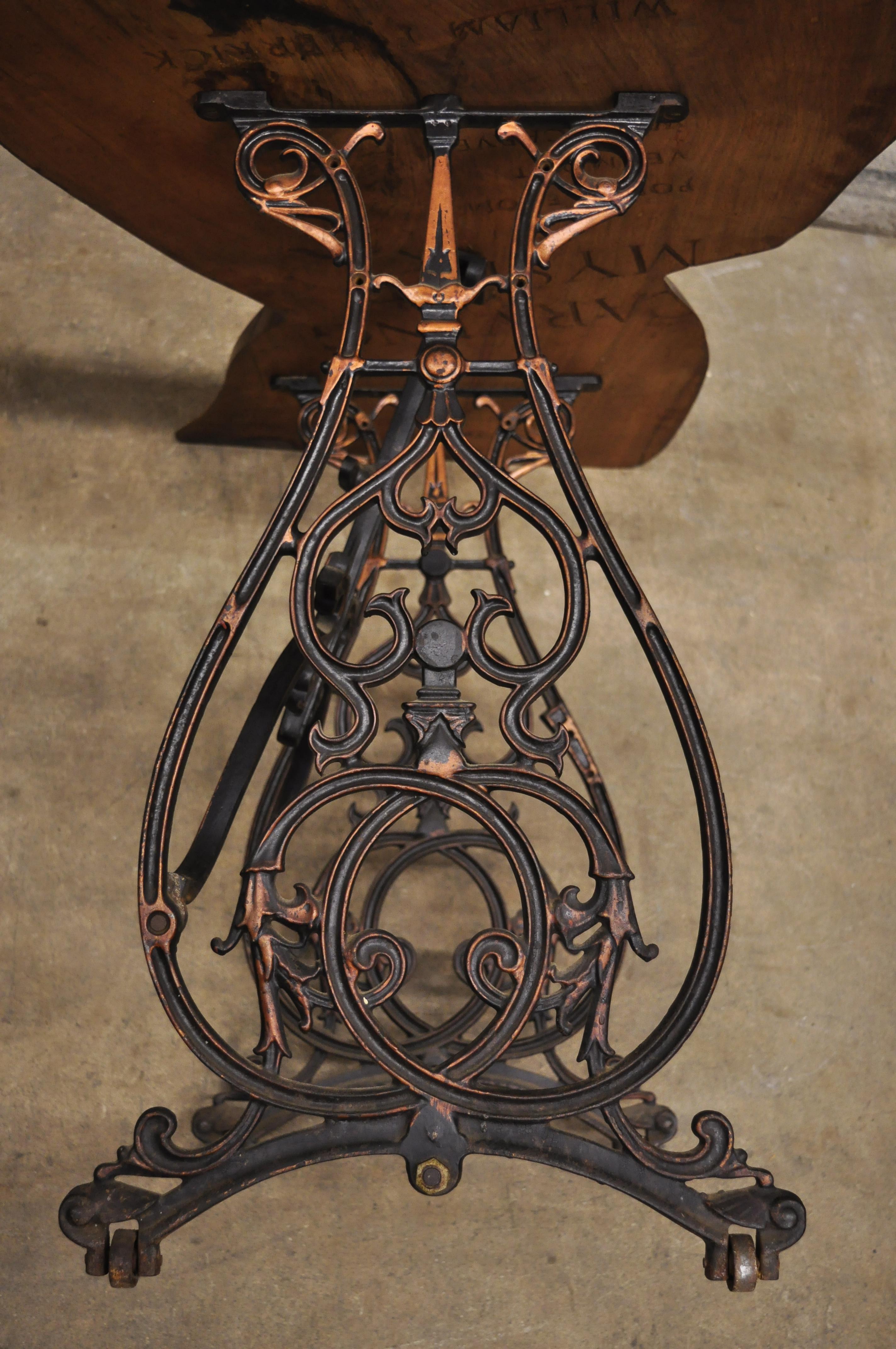 William Herrick Cast Iron Sewing Machine Base Desk Console Table Live ...