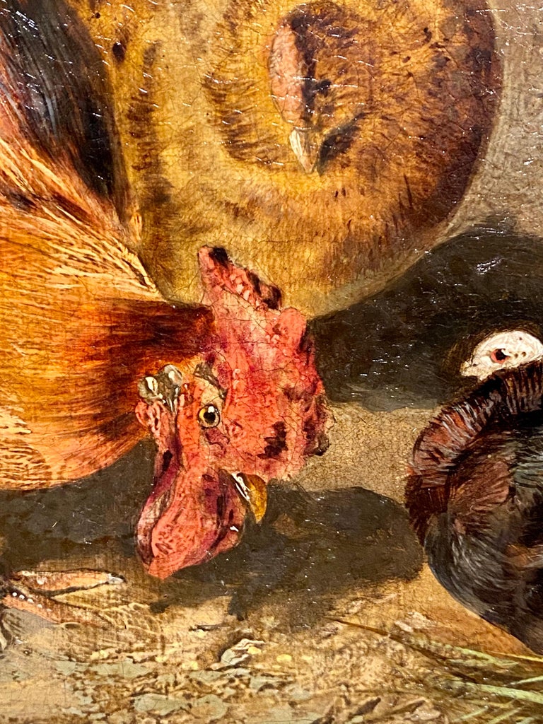 19th century romantic painting Roosters in the countryside - bird dove ...