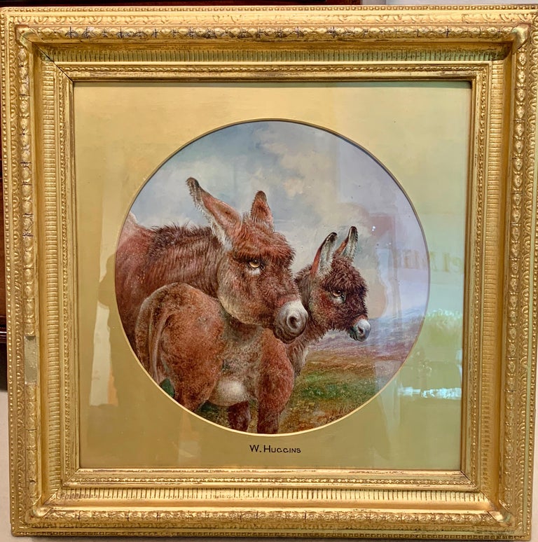 William Huggins - 19th century Victorian Mother Donkey with her foal at ...