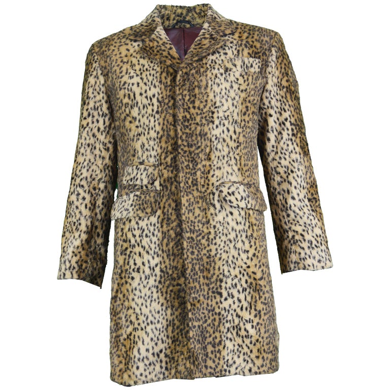 William Hunt Men's Vintage Faux Fur Animal Print Drape Jacket, 1980s ...