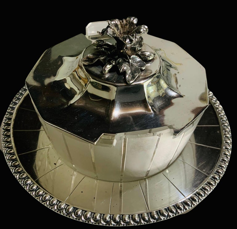 William Hutton and Sons/Joseph Rodgers &Sons Sterling Glass Butter Dish ...
