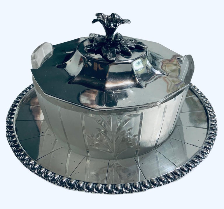 William Hutton and Sons/Joseph Rodgers &Sons Sterling Glass Butter Dish ...
