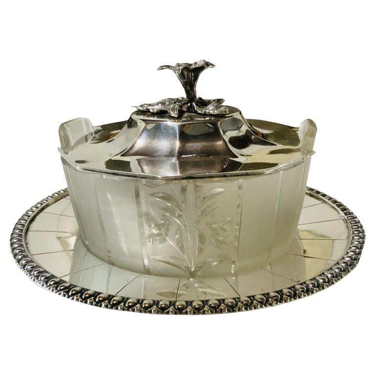 William Hutton and Sons/Joseph Rodgers &Sons Sterling Glass Butter Dish ...