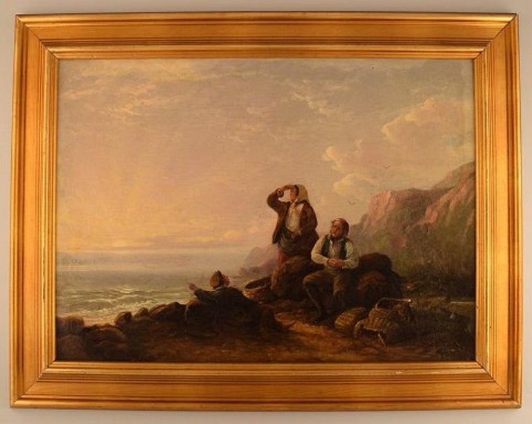William I Shayer Oil on Canvas, Rocky Coast with Seashell Gatherers For ...