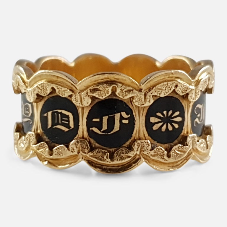 William IV 18 Karat Gold and Enamel Memorial Mourning Band Ring, 1832 ...