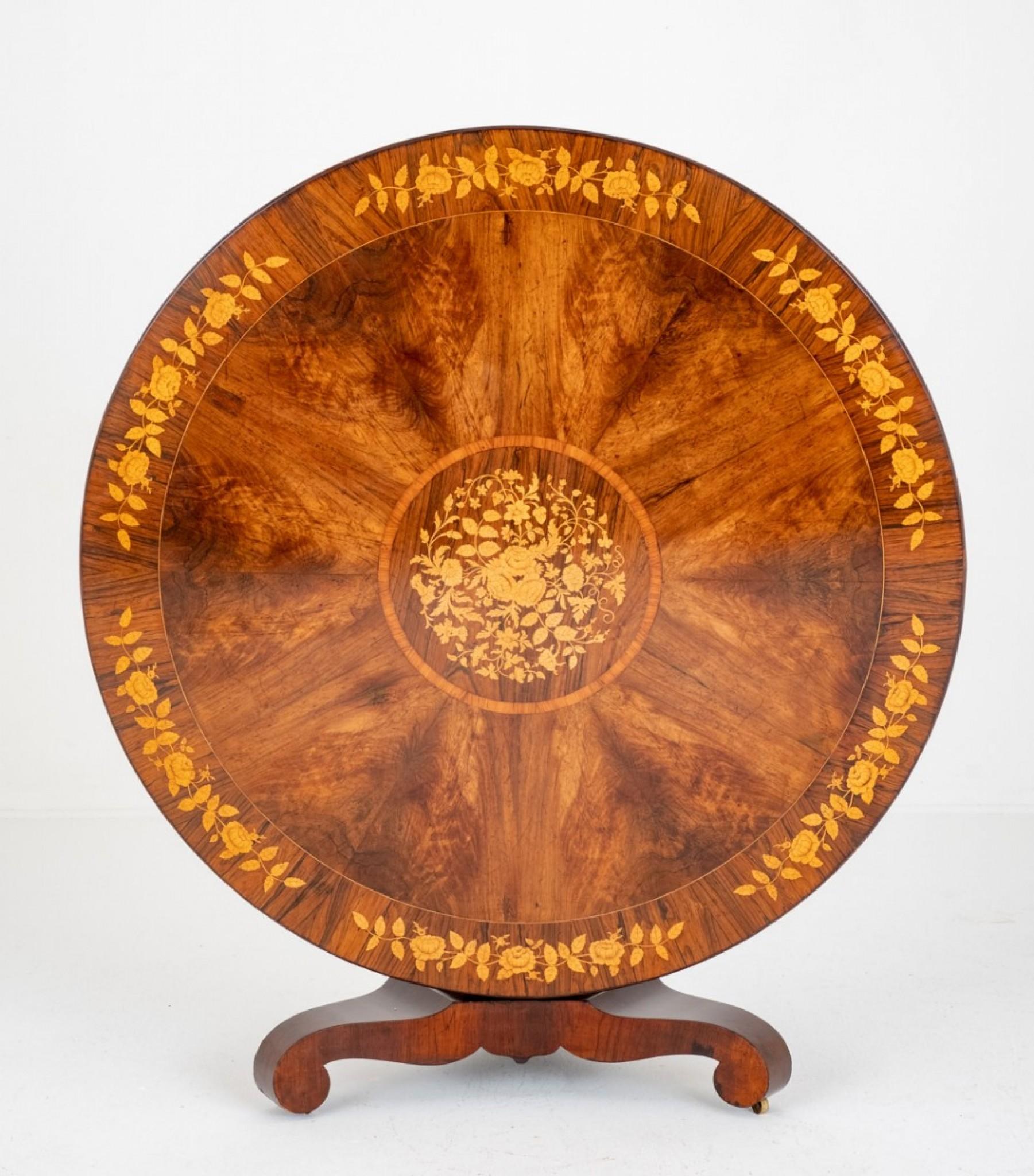 William IV Centre Table Marquetry Inlay Period Antique at 1stDibs
