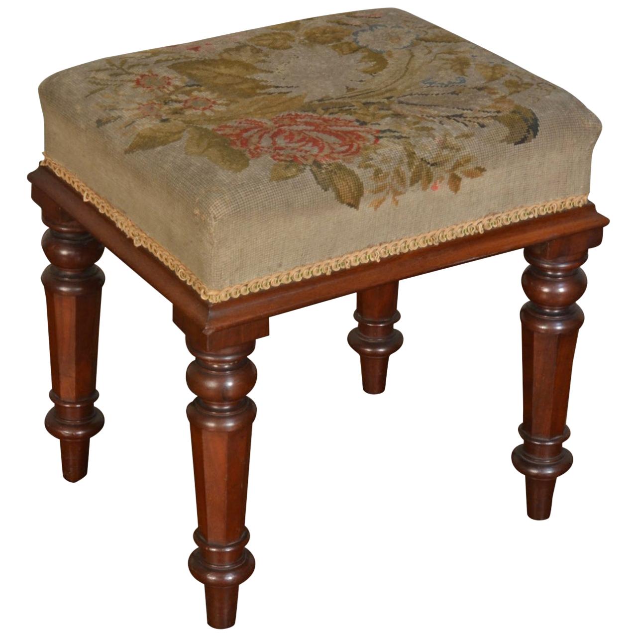 William IV Mahogany Needlepoint Stool For Sale at 1stDibs
