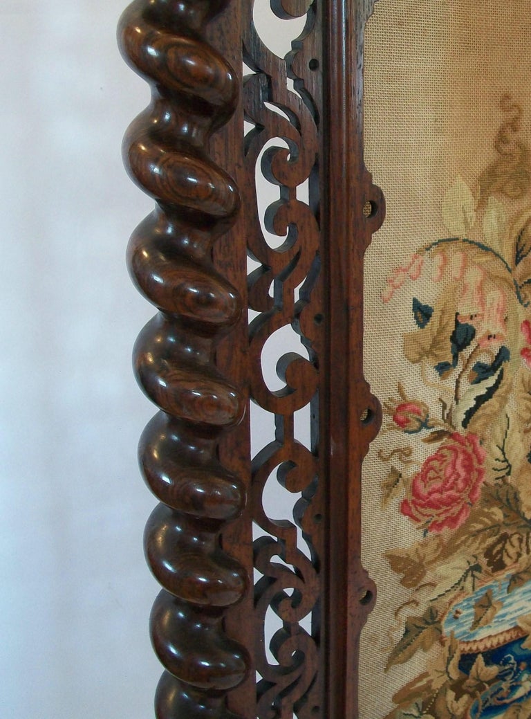 William IV Mahogany and Needlepoint Tapestry Fire Screen, U.K., circa ...