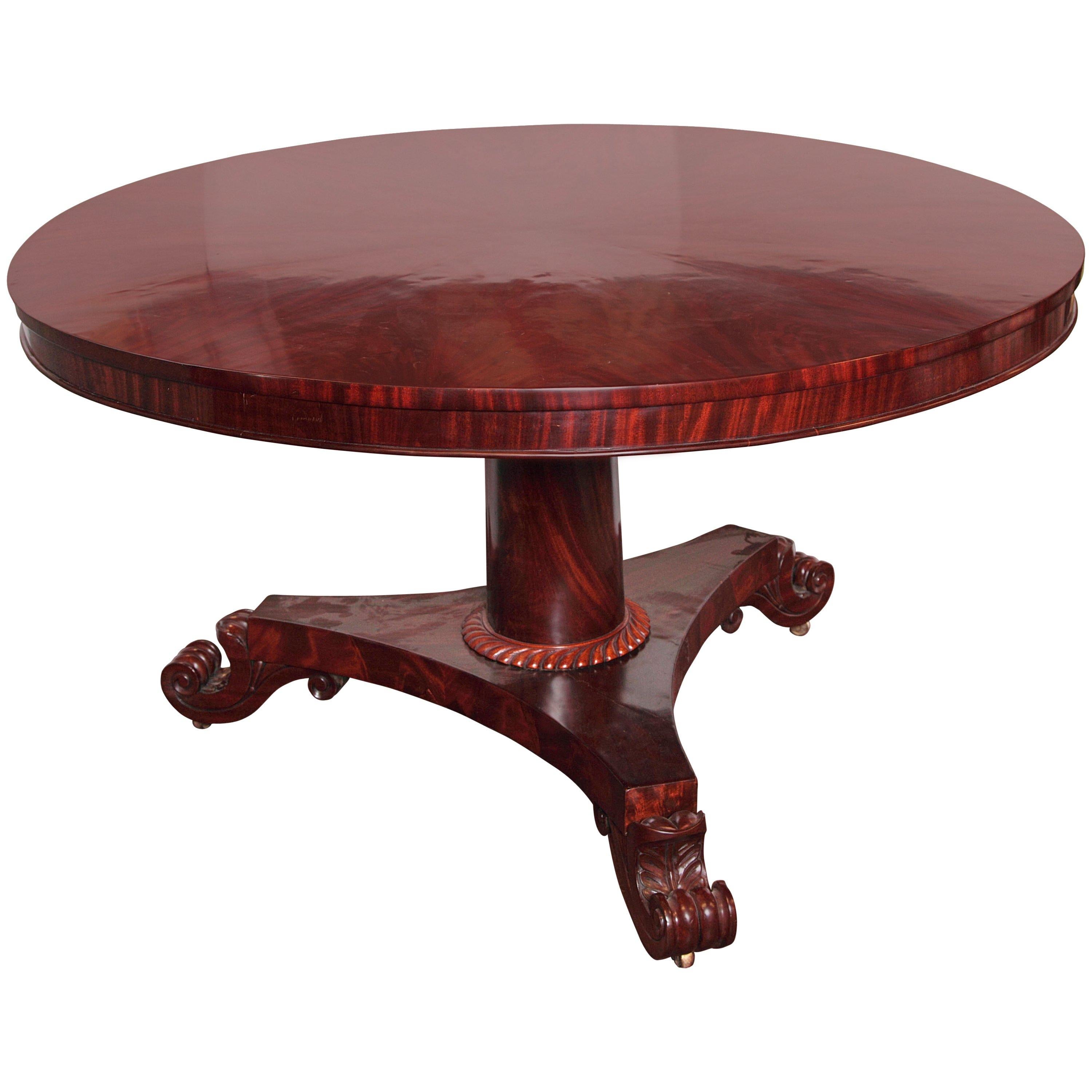 Custom Mahogany Round Focal Center Hall Foyer Table at 1stDibs