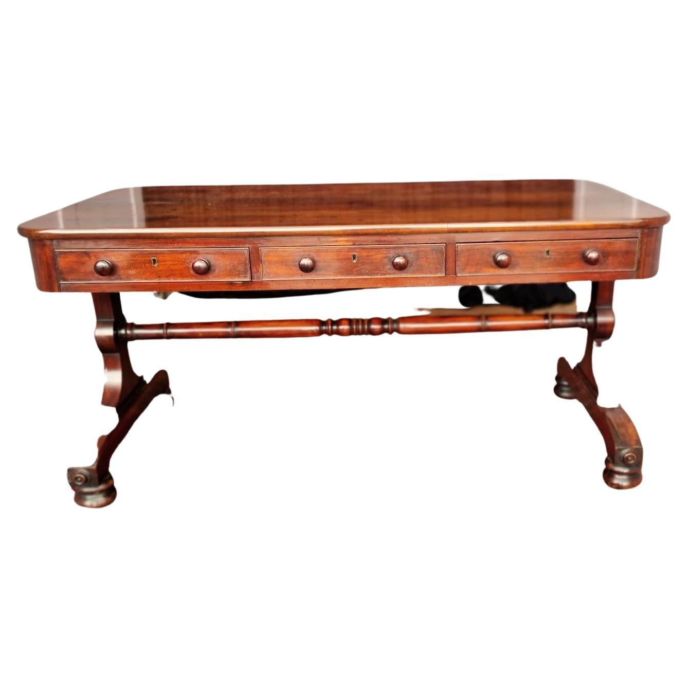William IV Padouk Wood Library Table For Sale at 1stDibs