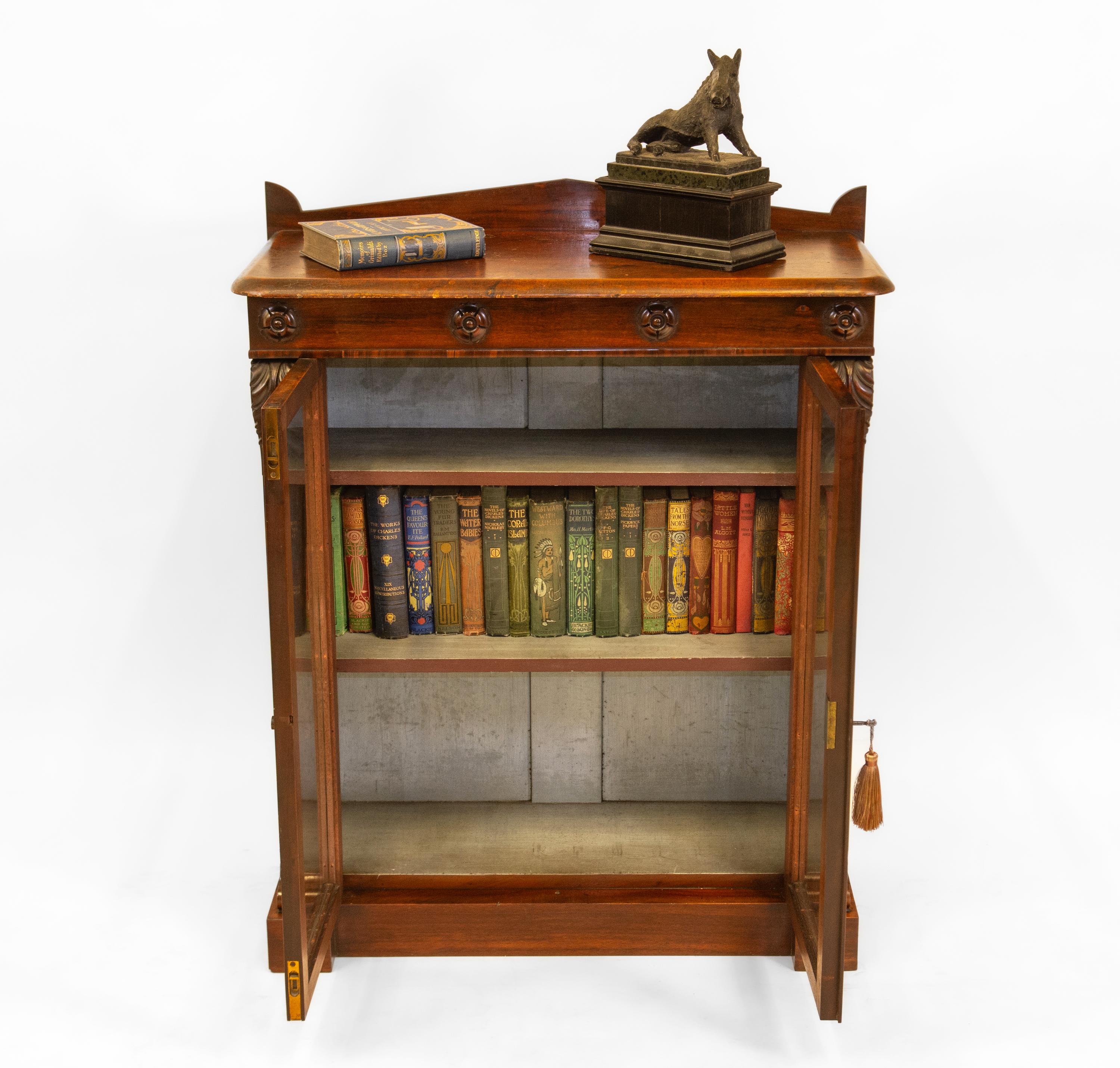 William IV Rosewood Glazed Small Bookcase With The Original Blue ...