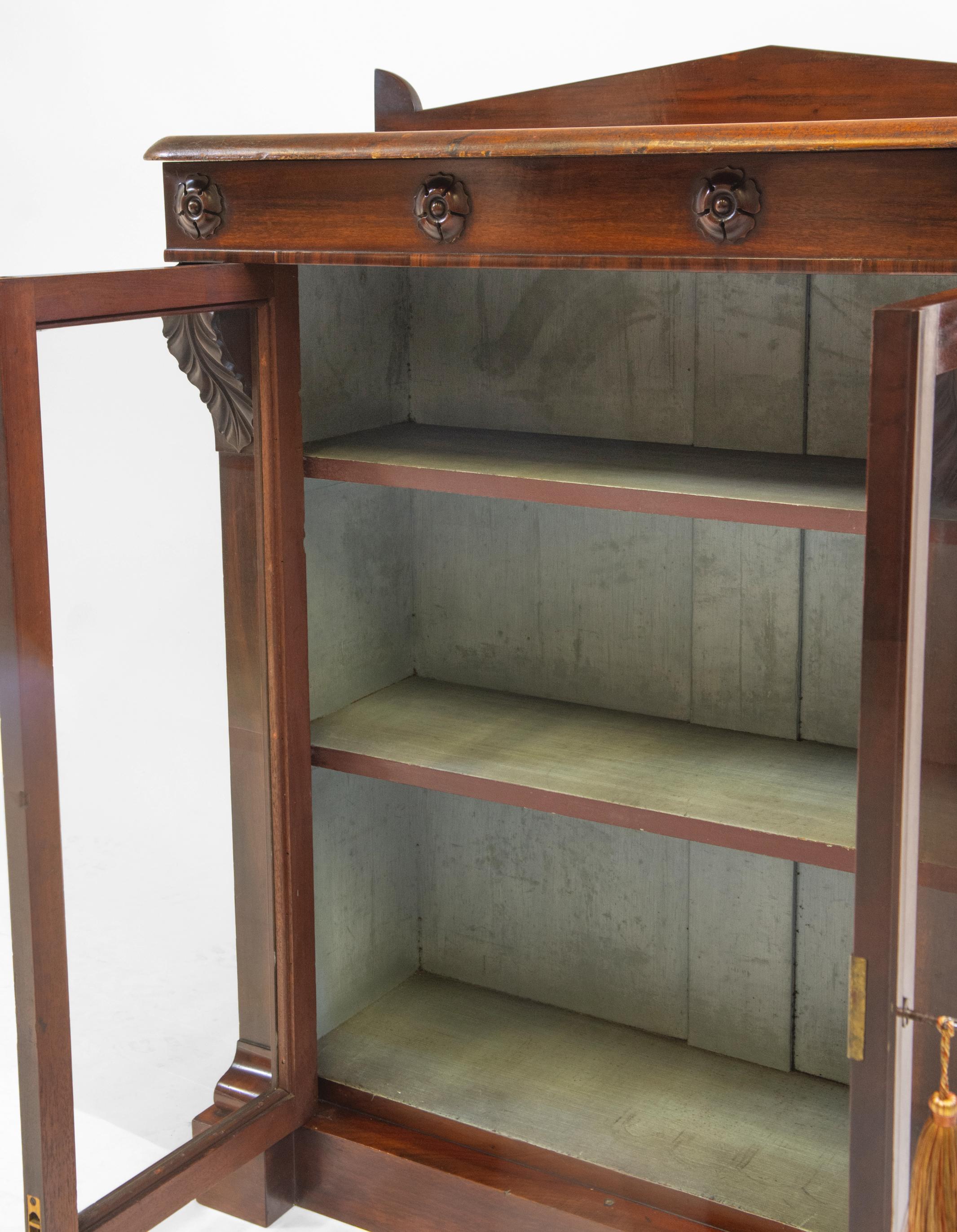 William IV Rosewood Glazed Small Bookcase With The Original Blue ...