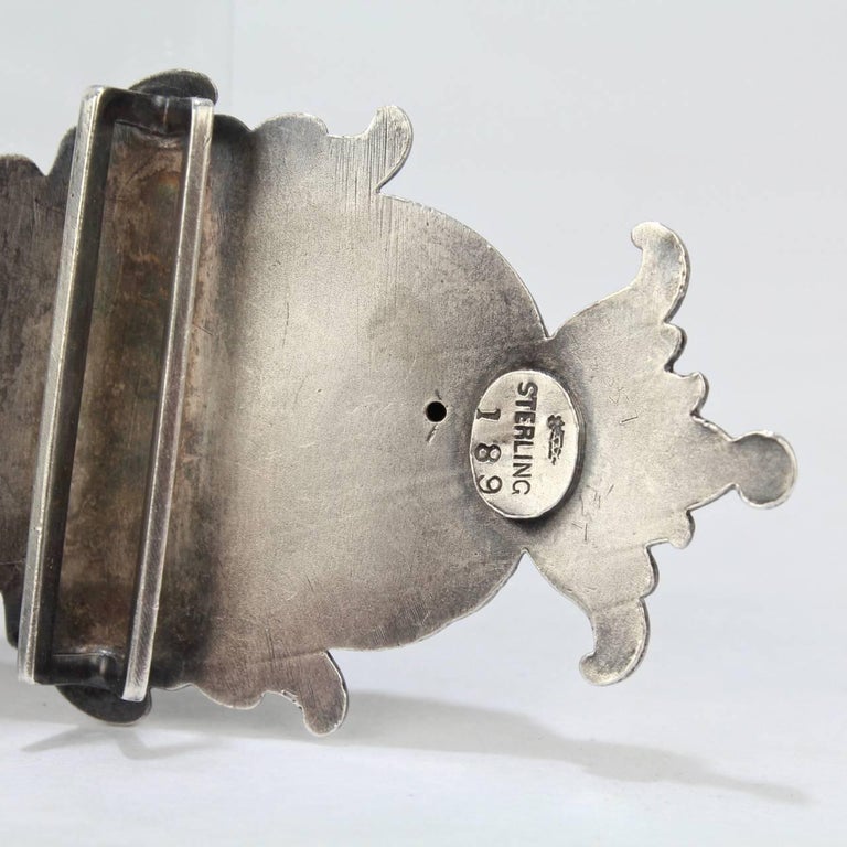 William Kerr Sterling Silver Figural Dolphins Belt Buckle with Emerald ...