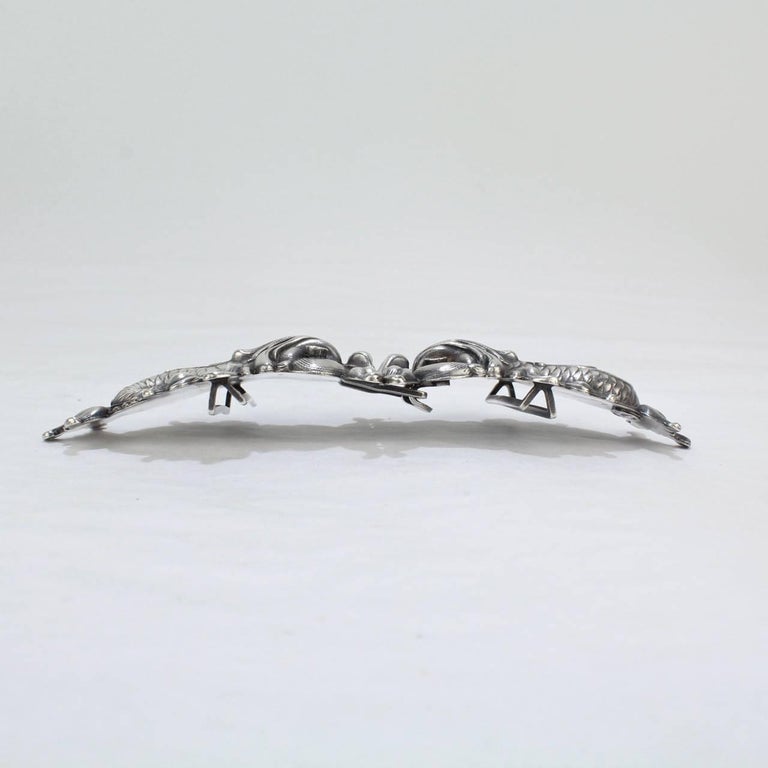 William Kerr Sterling Silver Figural Dolphins Belt Buckle with Emerald ...