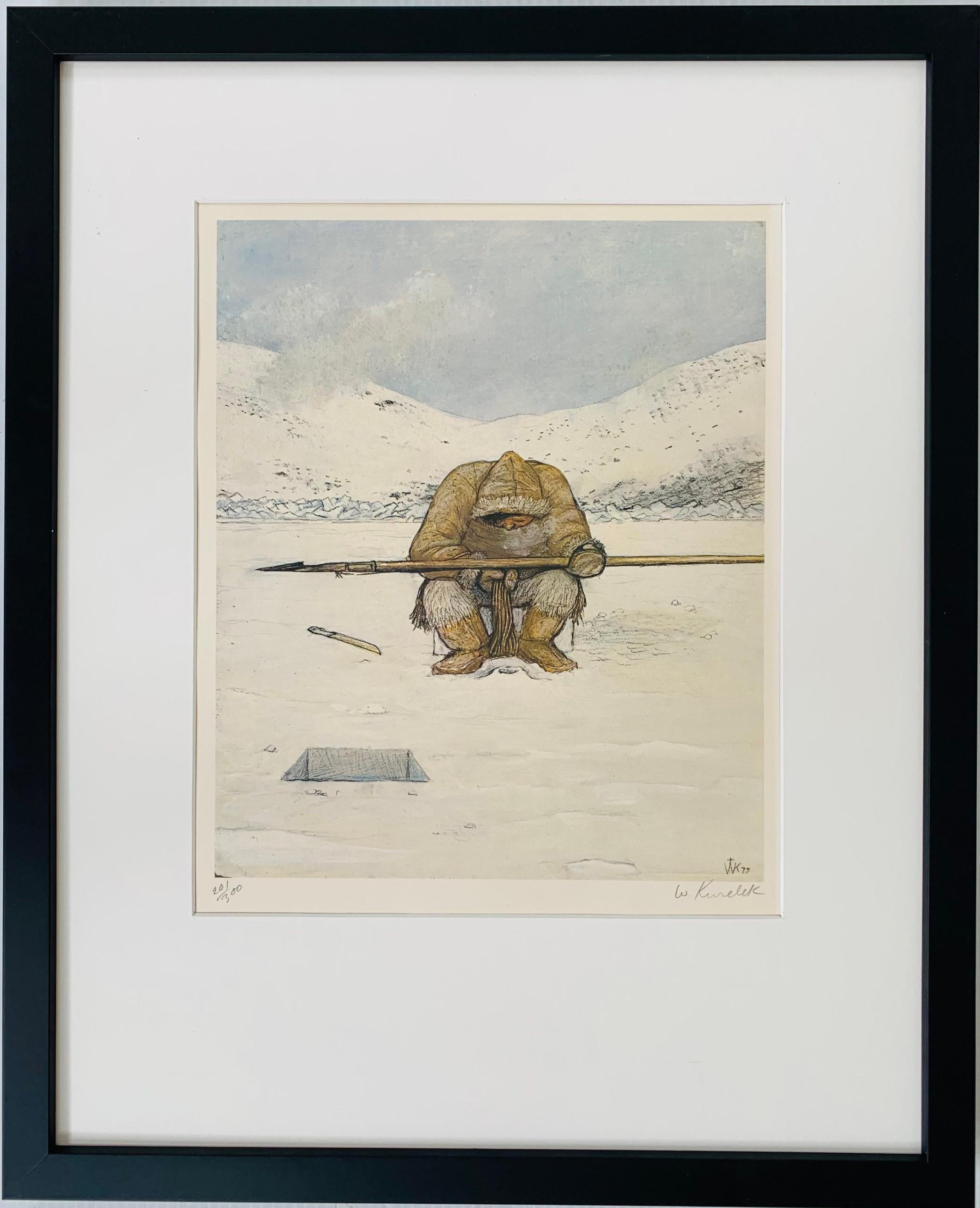 William Kurelek - Hunter at Breathing Hole For Sale at 1stDibs | william kurelek