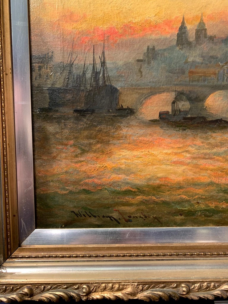 William Langley - 19th century English View of St.Pauls Cathedral from there River Thames ...