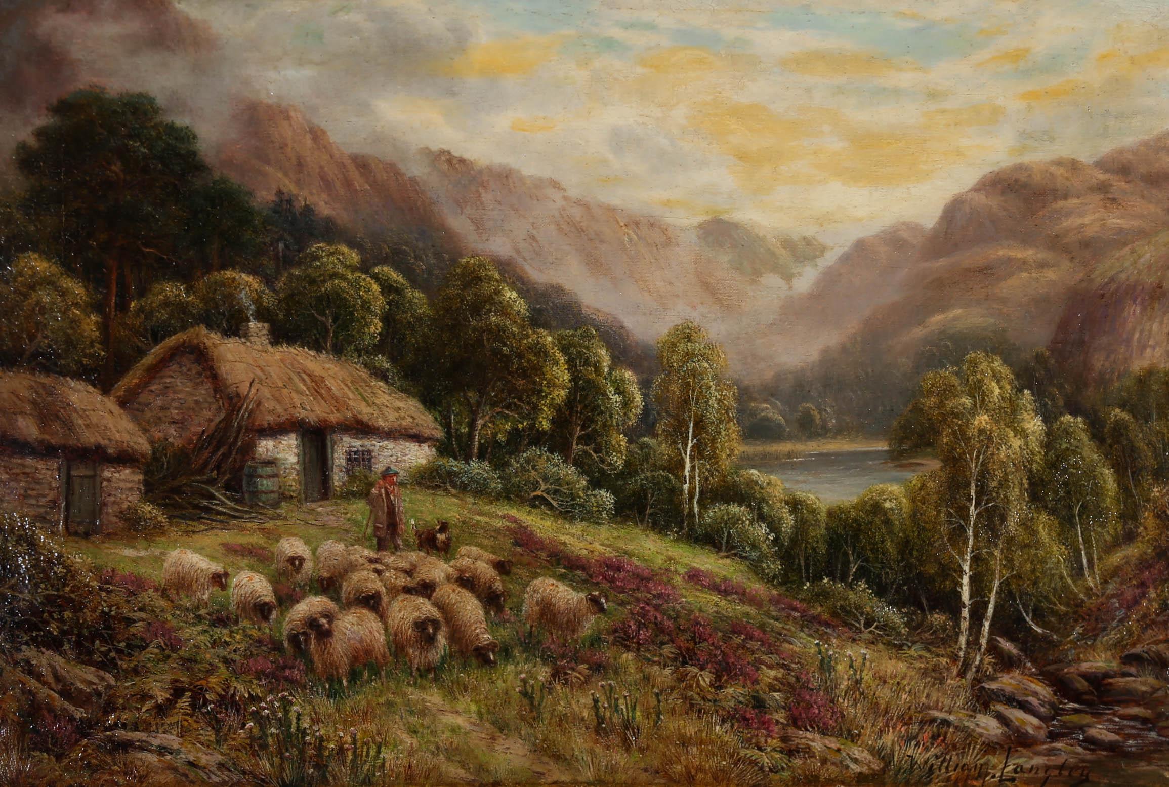 William Langley - William Langley (fl.1880-1920) - Oil, Shepherd in the ...