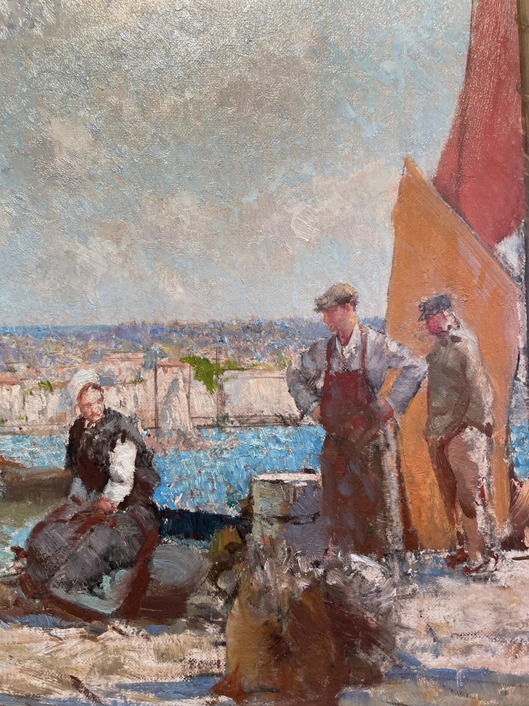 William Lee Hankey - ''Red Sails at Honfleur'' 20th Century Figurative ...