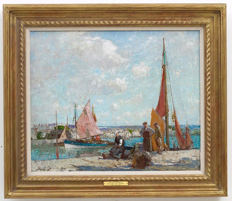William Lee Hankey - ''Red Sails at Honfleur'' 20th Century Figurative ...
