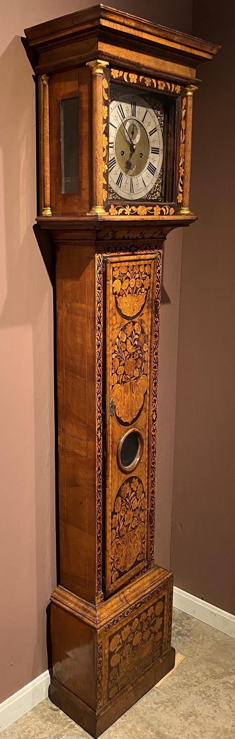 William and Mary Floral Marquetry 8-Day Longcase Clock by LeCount ...