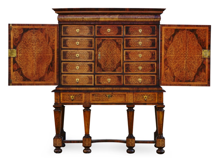 William and Mary Seaweed Marquetry Inlaid Cabinet by Gerrit Jensen (c ...