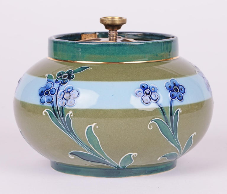William Moorcroft MacIntyre Art Nouveau Blue Daisy Pattern Tobacco Jar ...
