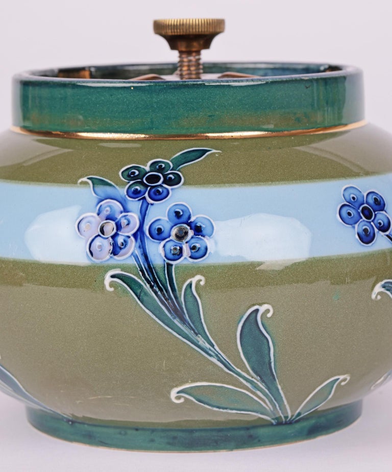 William Moorcroft MacIntyre Art Nouveau Blue Daisy Pattern Tobacco Jar ...