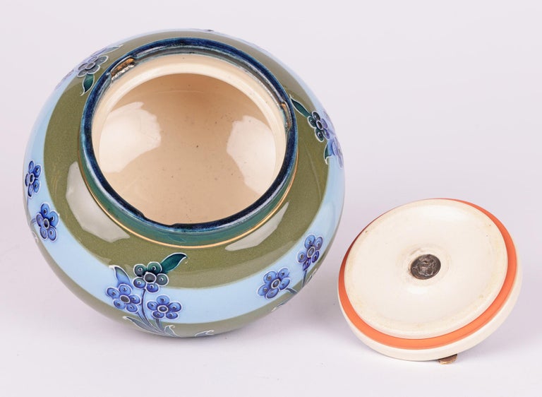 William Moorcroft MacIntyre Art Nouveau Blue Daisy Pattern Tobacco Jar ...