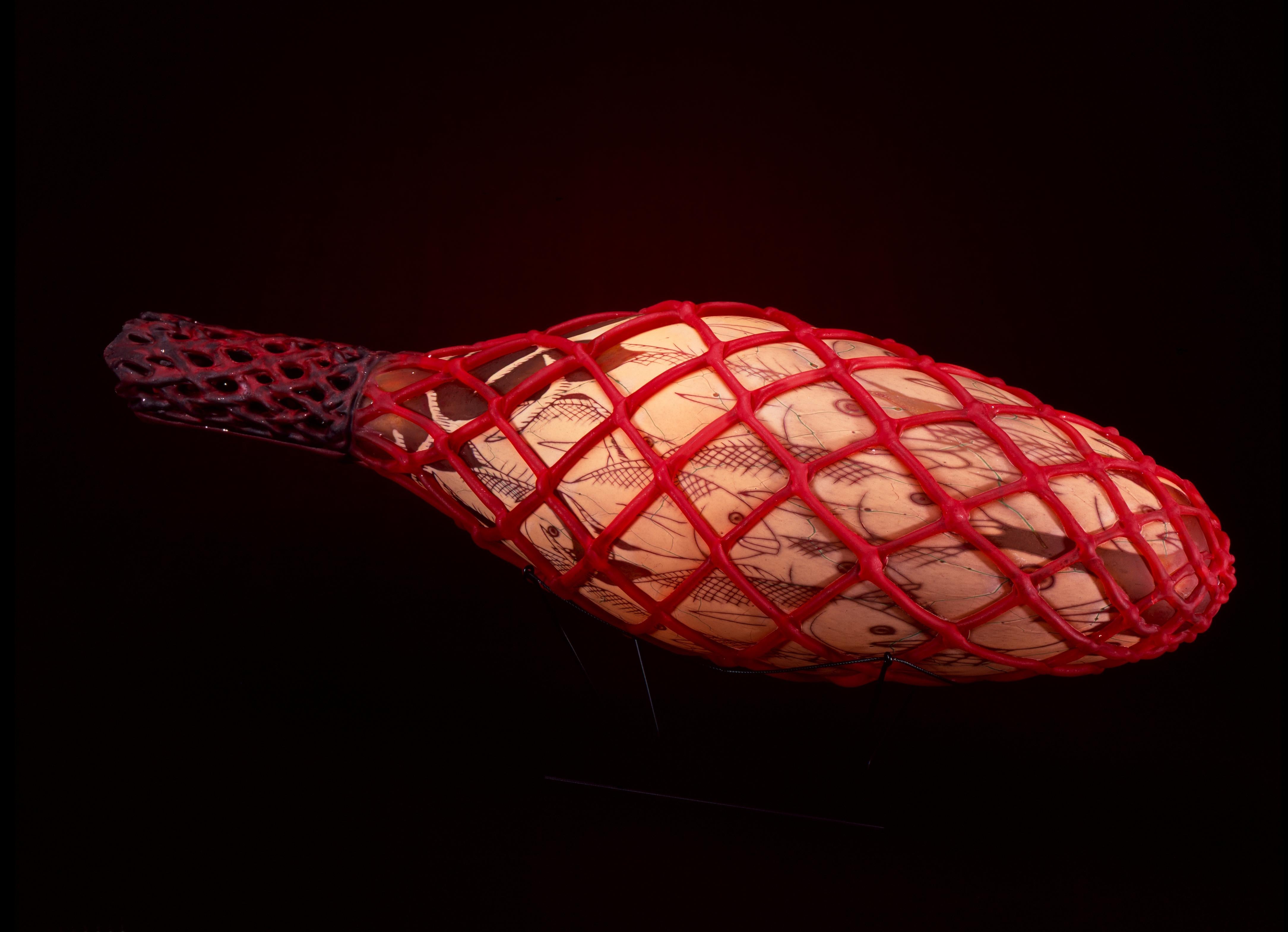 William Morris (b. 1957) - Monumental Petroglyph Art Glass Vessel by ...