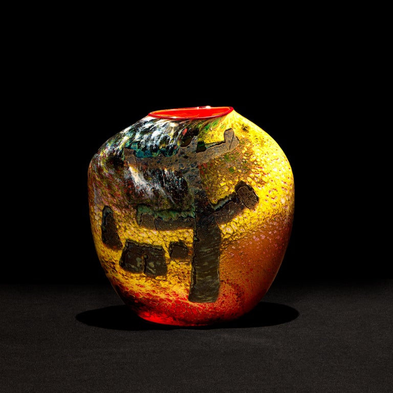 William Morris (b. 1957) - Stone Vessel, Contemporary Blown Glass ...