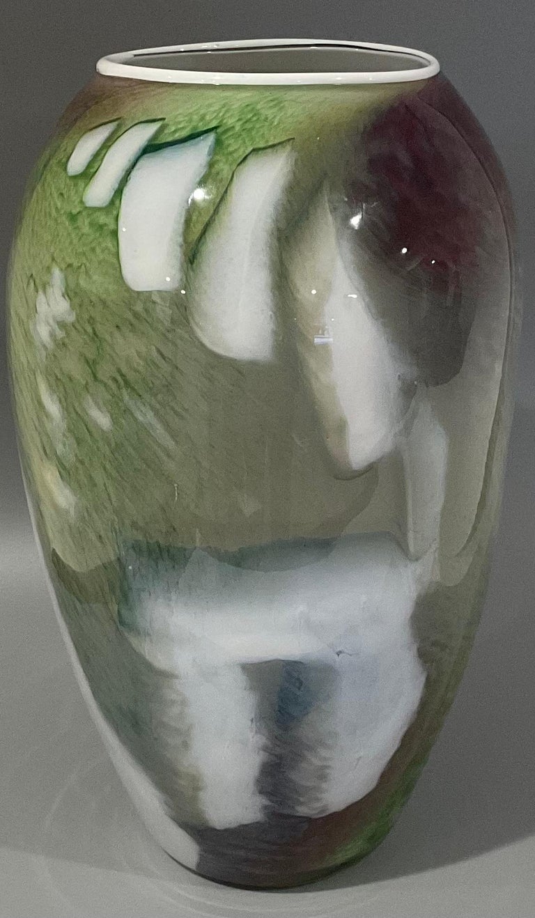 William Morris Hand Blown Signed and Dated Scenic Studio Art Glass Vase ...