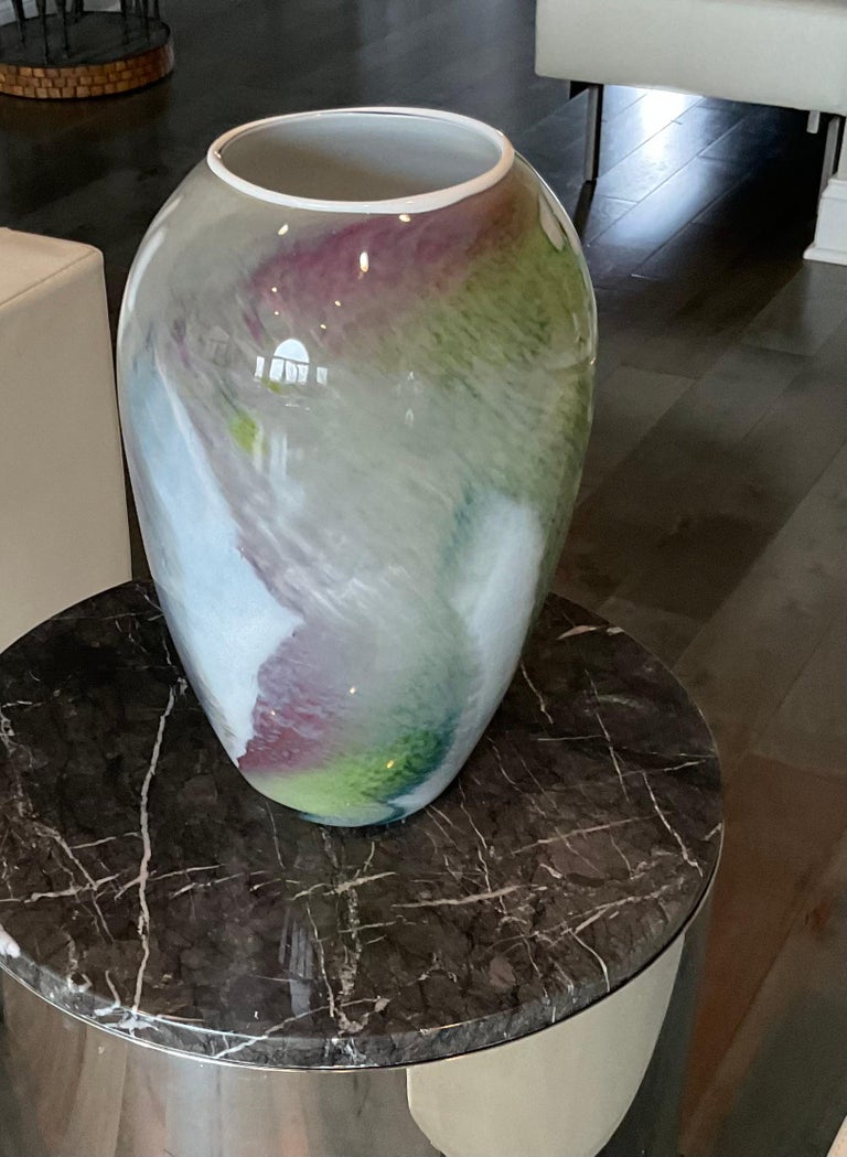 William Morris Hand Blown Signed and Dated Scenic Studio Art Glass Vase ...