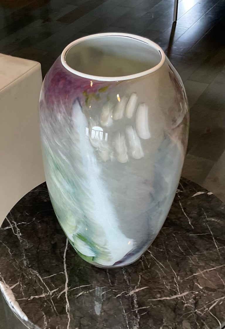 William Morris Hand Blown Signed and Dated Scenic Studio Art Glass Vase ...