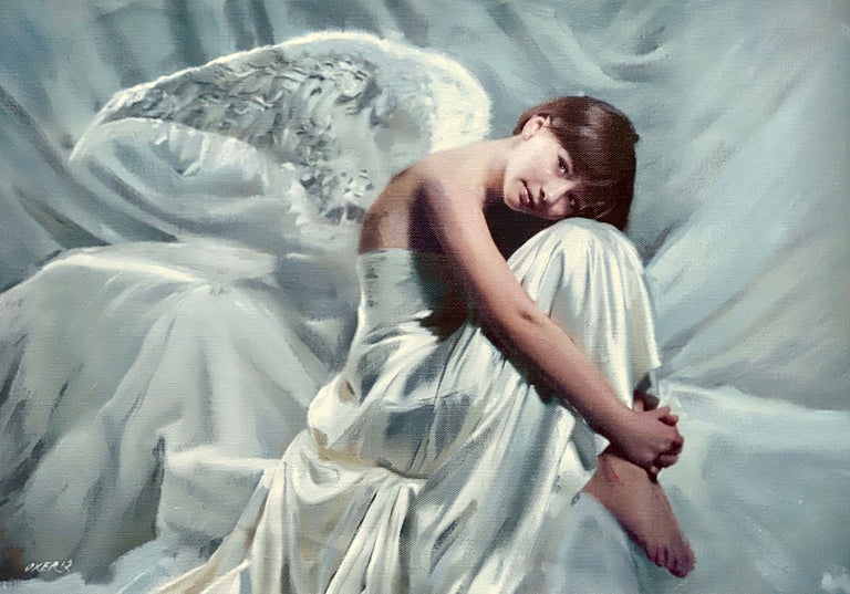 William Oxer F.R.S.A. - Contented Angel, Painting, Acrylic on Canvas at ...