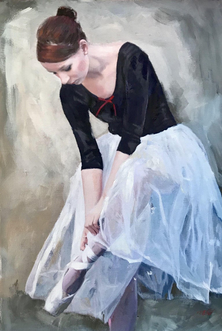 William Oxer F.R.S.A. - The Red Ribbon, Painting, Acrylic on Canvas For ...