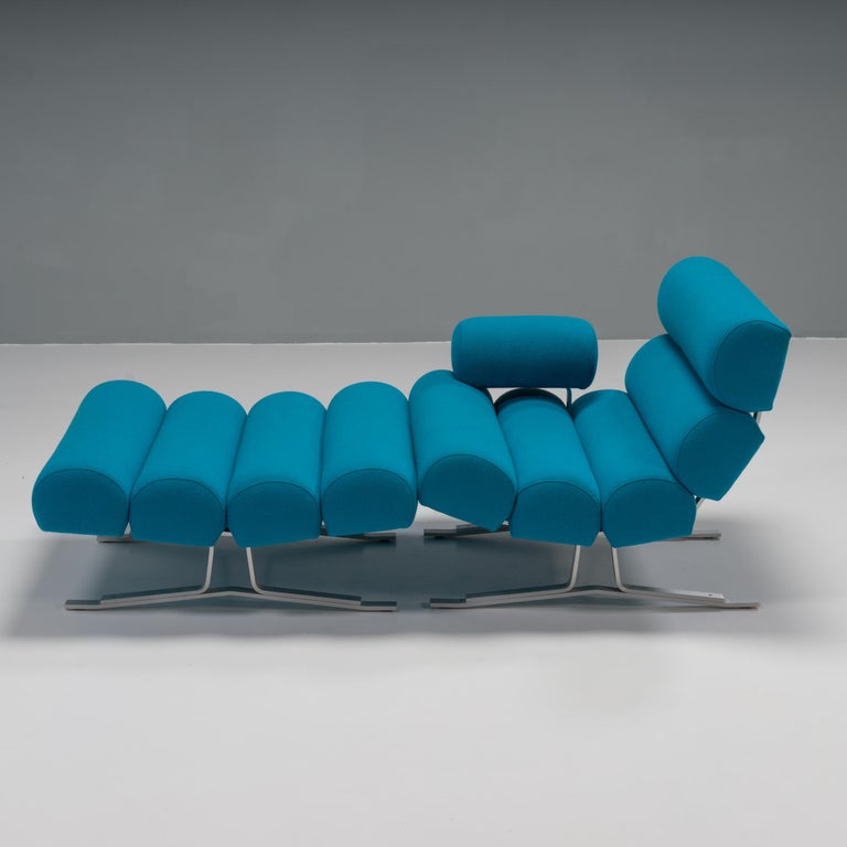 William Plunkett Blue Kingston Armchair and Ottoman For Sale at 1stDibs