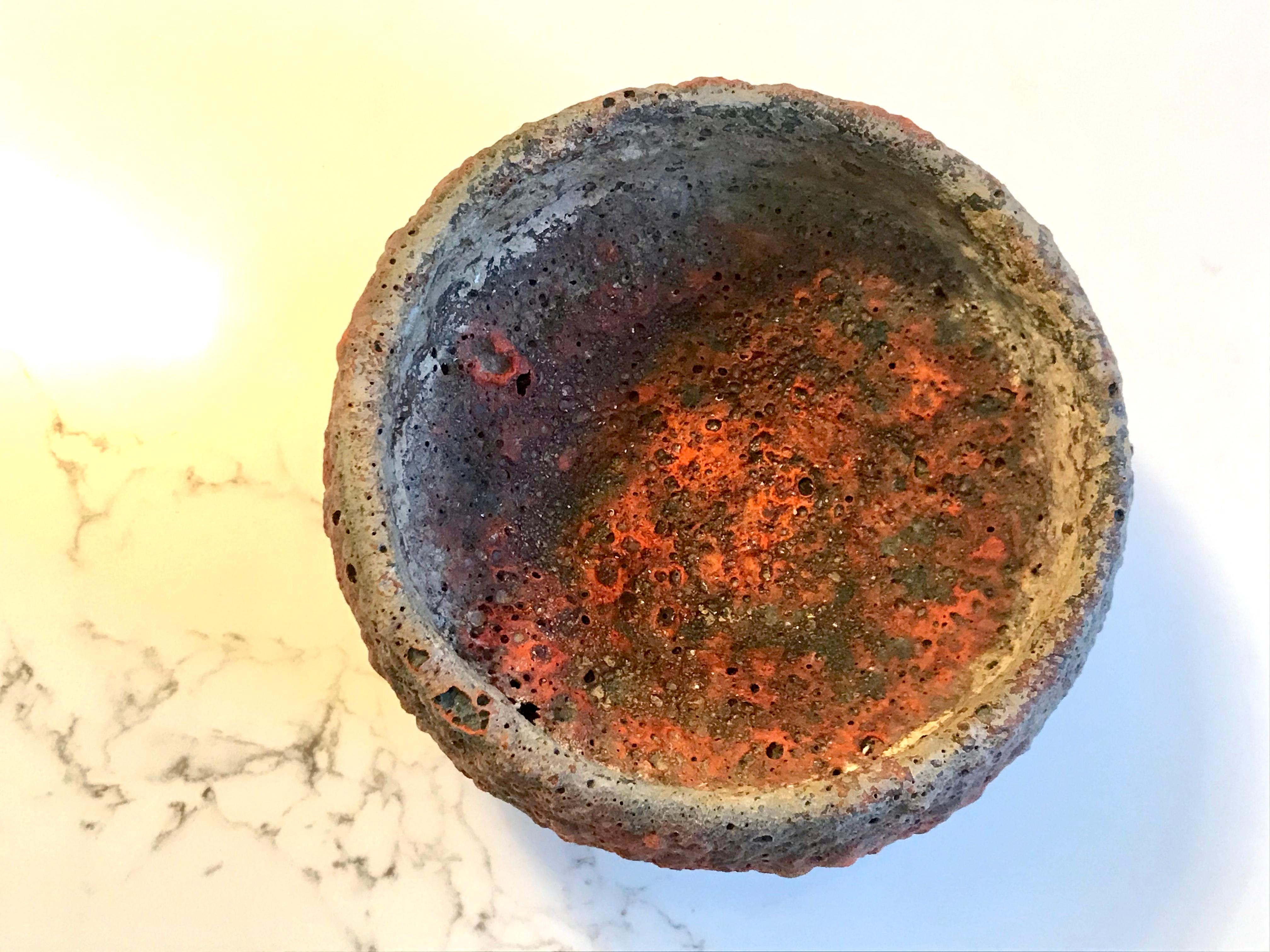 William + Polia Pillin Studio Pottery Crater Glaze Bowl at 1stDibs