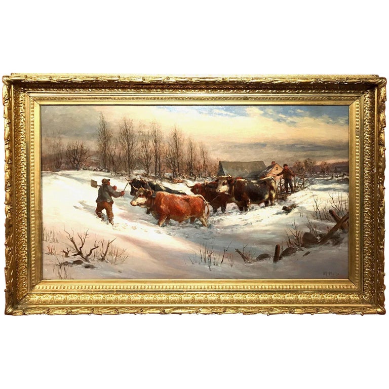 William Preston Phelps - Driving Cattle Through The Snow at 1stDibs | w ...
