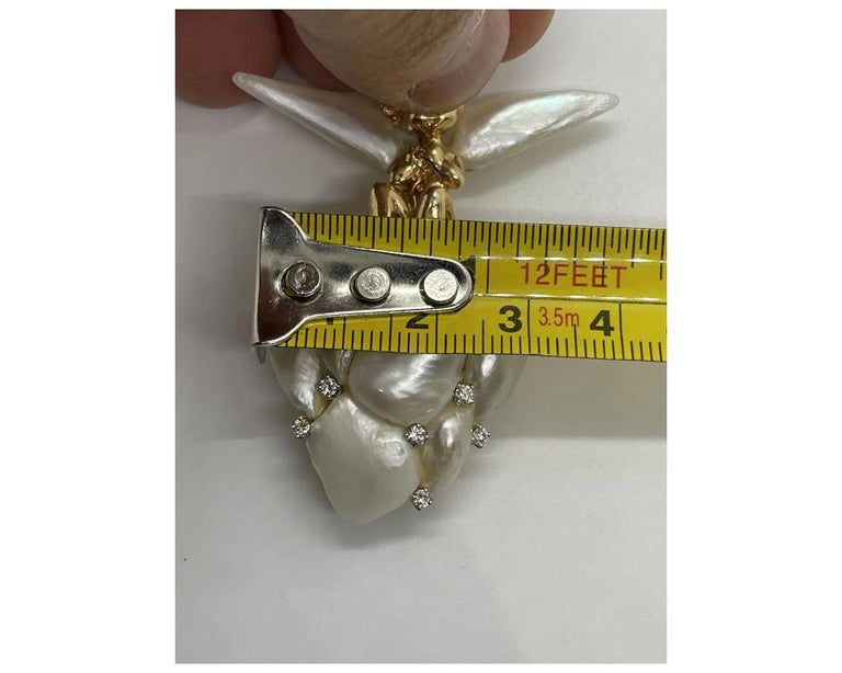 William Ruser 14K Gold Cupid Cherub Angel Brooch Set With Pearls For ...