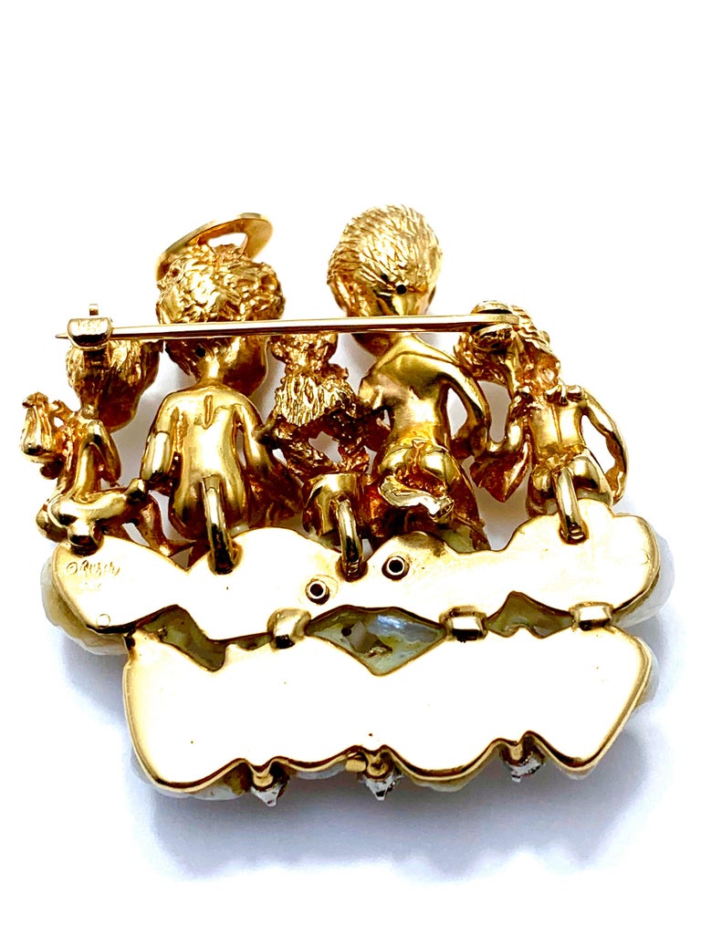 William Ruser Angel with Children and Dog Seated on a Wall of Pearl and ...