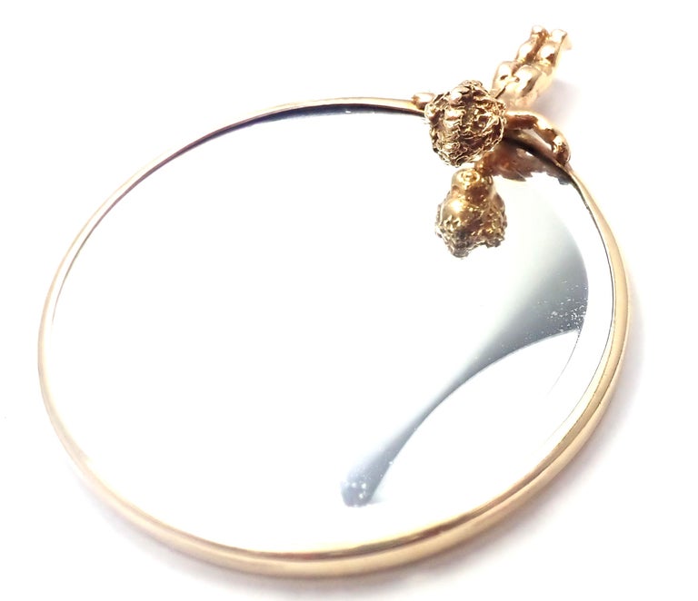 William Ruser Narcissus Yellow Gold Compact Hand Held Mirror For Sale ...