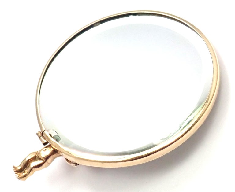 William Ruser Narcissus Yellow Gold Compact Hand Held Mirror For Sale ...