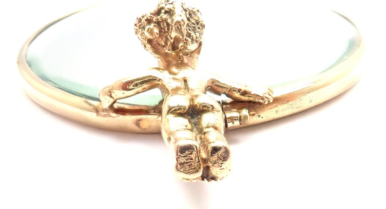 William Ruser Narcissus Yellow Gold Compact Hand Held Mirror For Sale ...